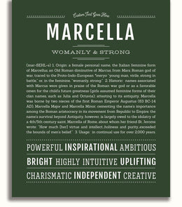 Marcella Personalized Name Meaning Art Prints – Name Stories
