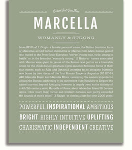Marcella Personalized Name Meaning Art Prints – Name Stories