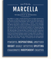 Marcella Personalized Name Meaning Art Prints – Name Stories