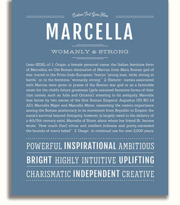 Marcella Personalized Name Meaning Art Prints – Name Stories