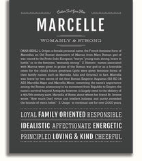 Marcelle Personalized Name Meaning Art Prints – Name Stories