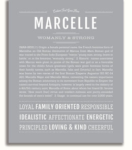 Marcelle Personalized Name Meaning Art Prints – Name Stories