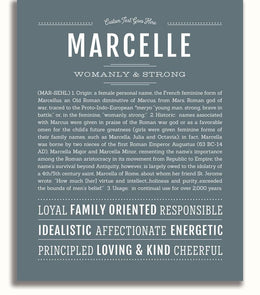 Marcelle Personalized Name Meaning Art Prints – Name Stories