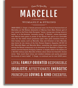 Marcelle Personalized Name Meaning Art Prints – Name Stories