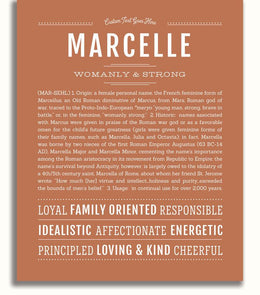 Marcelle Personalized Name Meaning Art Prints – Name Stories