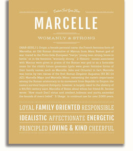 Marcelle Personalized Name Meaning Art Prints – Name Stories
