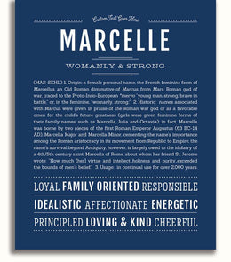 Marcelle Personalized Name Meaning Art Prints – Name Stories