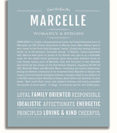 Marcelle Personalized Name Meaning Art Prints – Name Stories