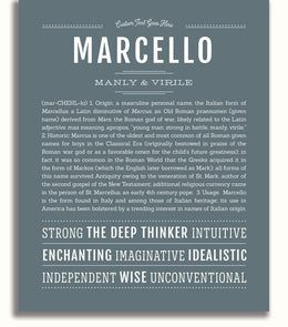 Marcello Personalized Name Meaning Art Prints – Name Stories