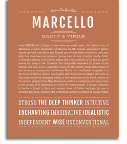 Marcello Personalized Name Meaning Art Prints – Name Stories