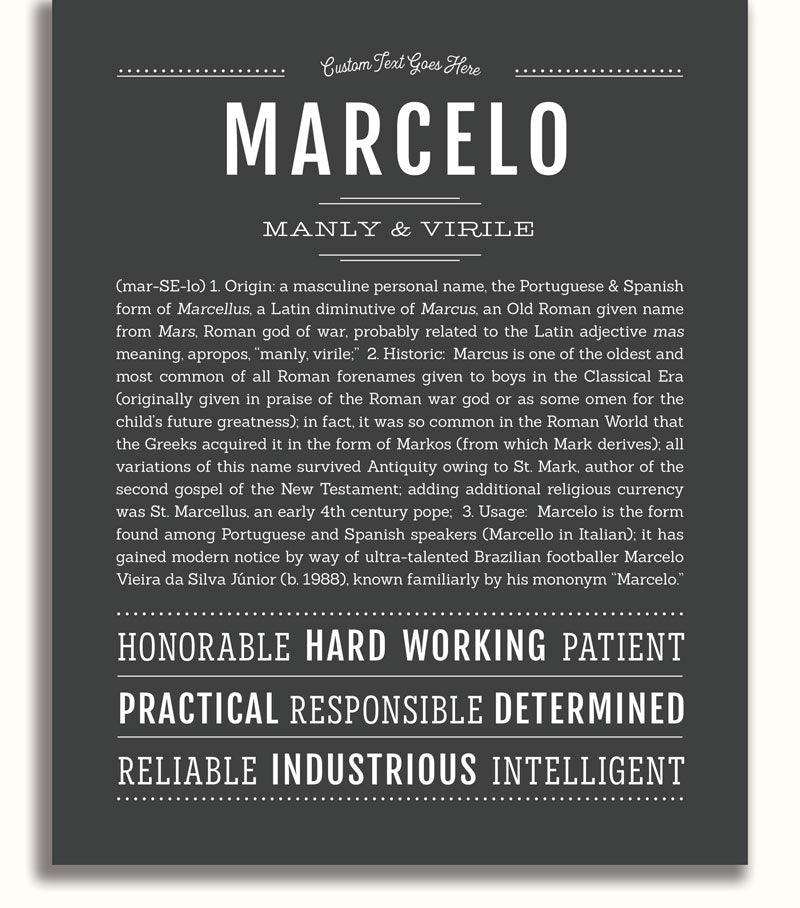 Marcelo Personalized Name Meaning Art Prints – Name Stories