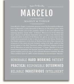 Marcelo Personalized Name Meaning Art Prints – Name Stories