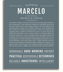 Marcelo Personalized Name Meaning Art Prints – Name Stories