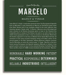 Marcelo Personalized Name Meaning Art Prints – Name Stories