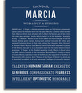 Marcia Personalized Name Meaning Art Prints – Name Stories