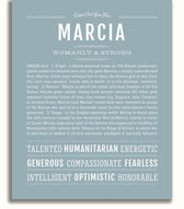 Marcia Personalized Name Meaning Art Prints – Name Stories