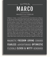 Marco Personalized Name Meaning Art Prints – Name Stories