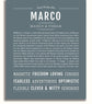 Marco Personalized Name Meaning Art Prints – Name Stories