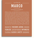 Marco Personalized Name Meaning Art Prints – Name Stories