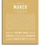 Marco Personalized Name Meaning Art Prints – Name Stories