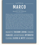 Marco Personalized Name Meaning Art Prints – Name Stories