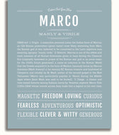 Marco Personalized Name Meaning Art Prints – Name Stories