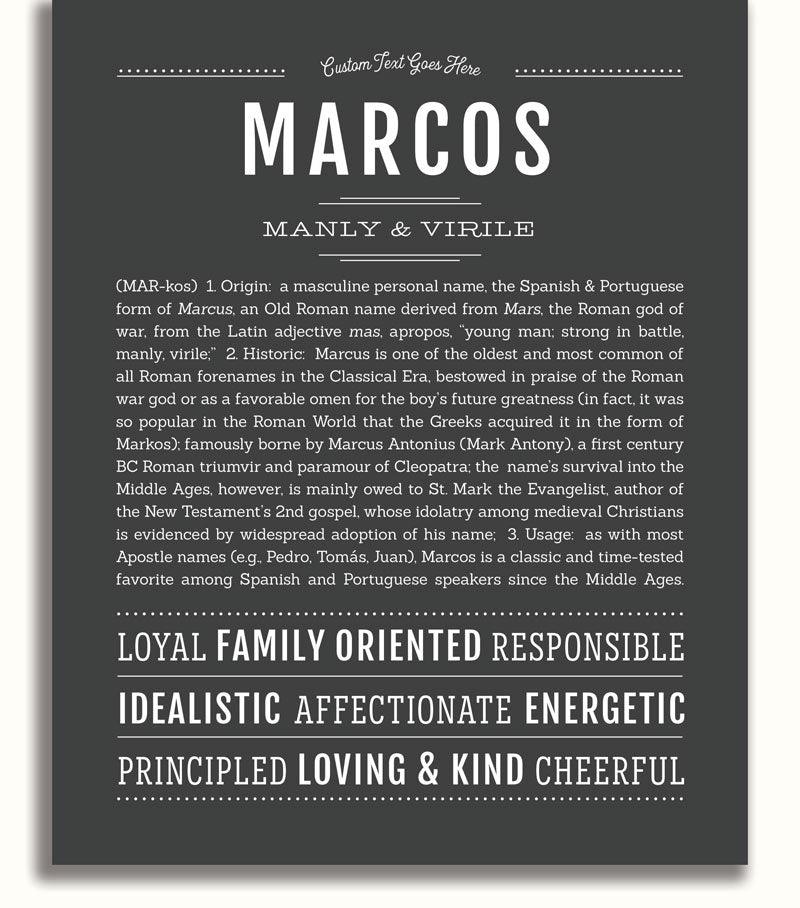 Marcos Personalized Name Meaning Art Prints – Name Stories