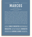Marcos Personalized Name Meaning Art Prints – Name Stories