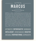 Marcus Personalized Name Meaning Art Prints – Name Stories