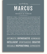 Marcus Personalized Name Meaning Art Prints – Name Stories