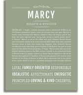 Marcy Personalized Name Meaning Art Prints – Name Stories