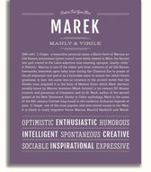 Marek Personalized Name Meaning Art Prints – Name Stories