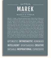 Marek Personalized Name Meaning Art Prints – Name Stories