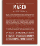Marek Personalized Name Meaning Art Prints – Name Stories