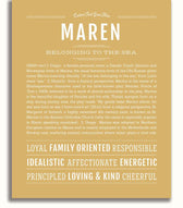 Maren Personalized Name Meaning Art Prints – Name Stories