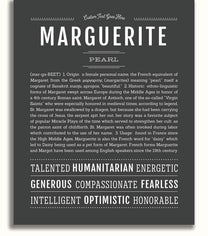 Marguerite Personalized Name Meaning Art Prints – Name Stories
