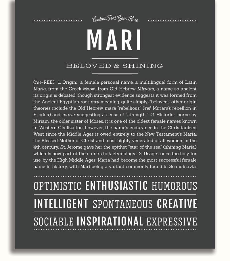 Mari Personalized Name Meaning Art Prints – Name Stories