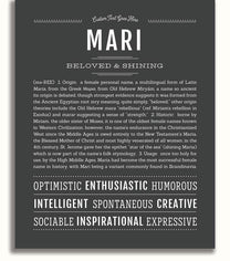 Mari Personalized Name Meaning Art Prints – Name Stories