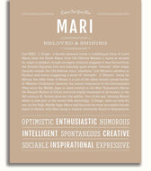 Mari Personalized Name Meaning Art Prints – Name Stories