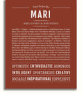 Mari Personalized Name Meaning Art Prints – Name Stories