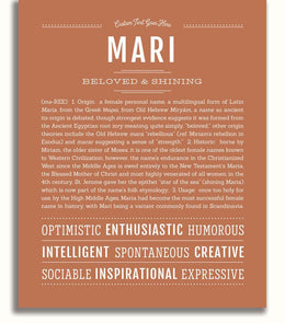 Mari Personalized Name Meaning Art Prints – Name Stories