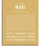 Mari Personalized Name Meaning Art Prints – Name Stories
