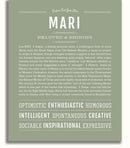 Mari Personalized Name Meaning Art Prints – Name Stories