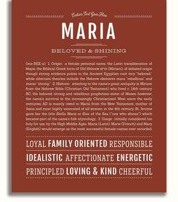 Maria Personalized Name Meaning Art Prints – Name Stories