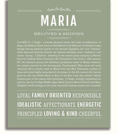 Maria Personalized Name Meaning Art Prints – Name Stories