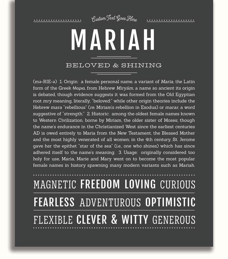 Mariah Personalized Name Meaning Art Prints – Name Stories