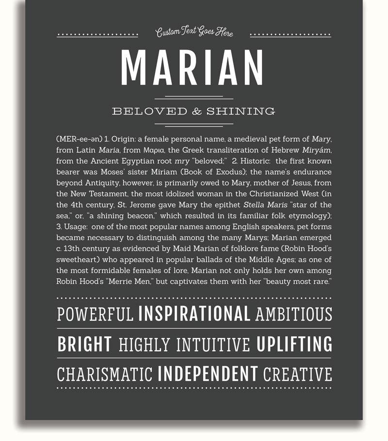 Marian Personalized Name Meaning Art Prints – Name Stories