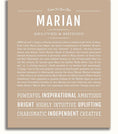 Marian Personalized Name Meaning Art Prints – Name Stories