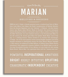 Marian | Name Art Print – Name Stories