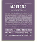 Mariana Personalized Name Meaning Art Prints – Name Stories